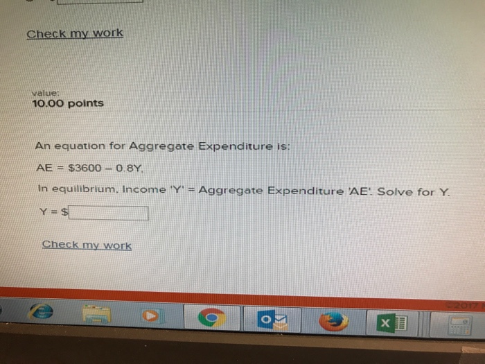 Solved An Equation For Aggregate Expenditure Is Ae 3600