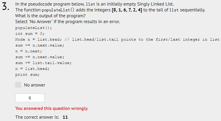 Solved 3. In the pseudocode program below, list is an | Chegg.com