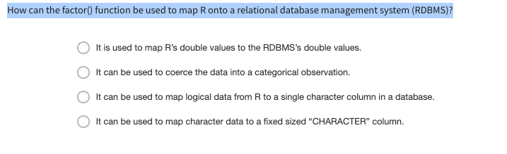 Solved How can the factor() function be used to map R onto a | Chegg.com