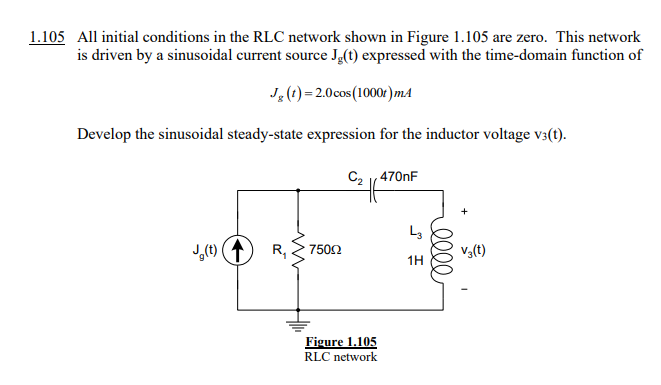 Solved 1.105 All initial conditions in the RLC network shown | Chegg.com