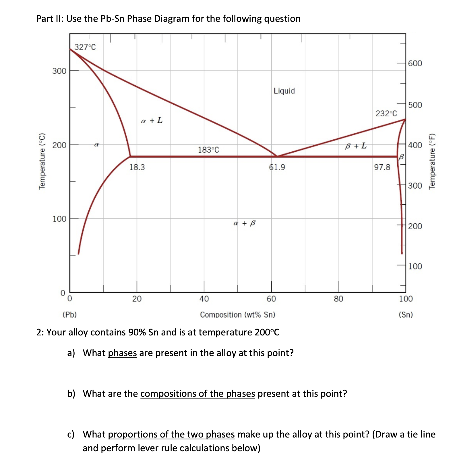 Solved please help 2: Your alloy contains 90%Sn and is at | Chegg.com