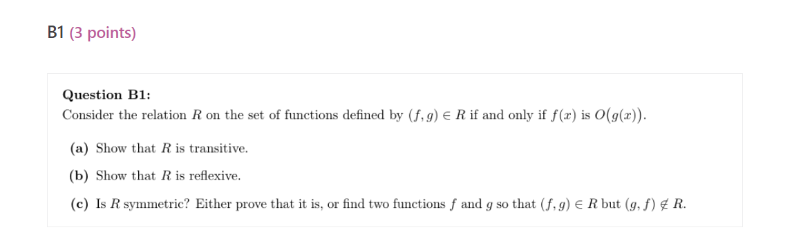 Solved Question B1: Consider the relation R on the set of | Chegg.com