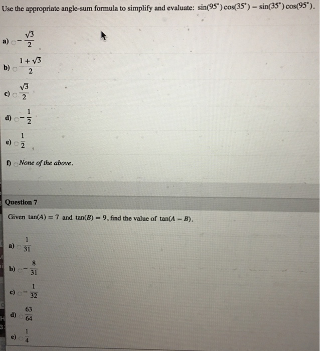 Solved Use the appropriate angle-sum formula to simplify and | Chegg.com