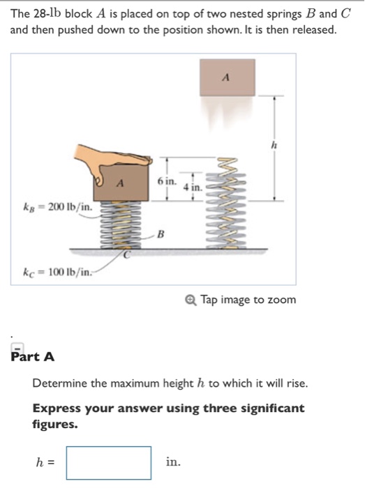 Solved The 28-lb block A is placed on top of two nested | Chegg.com