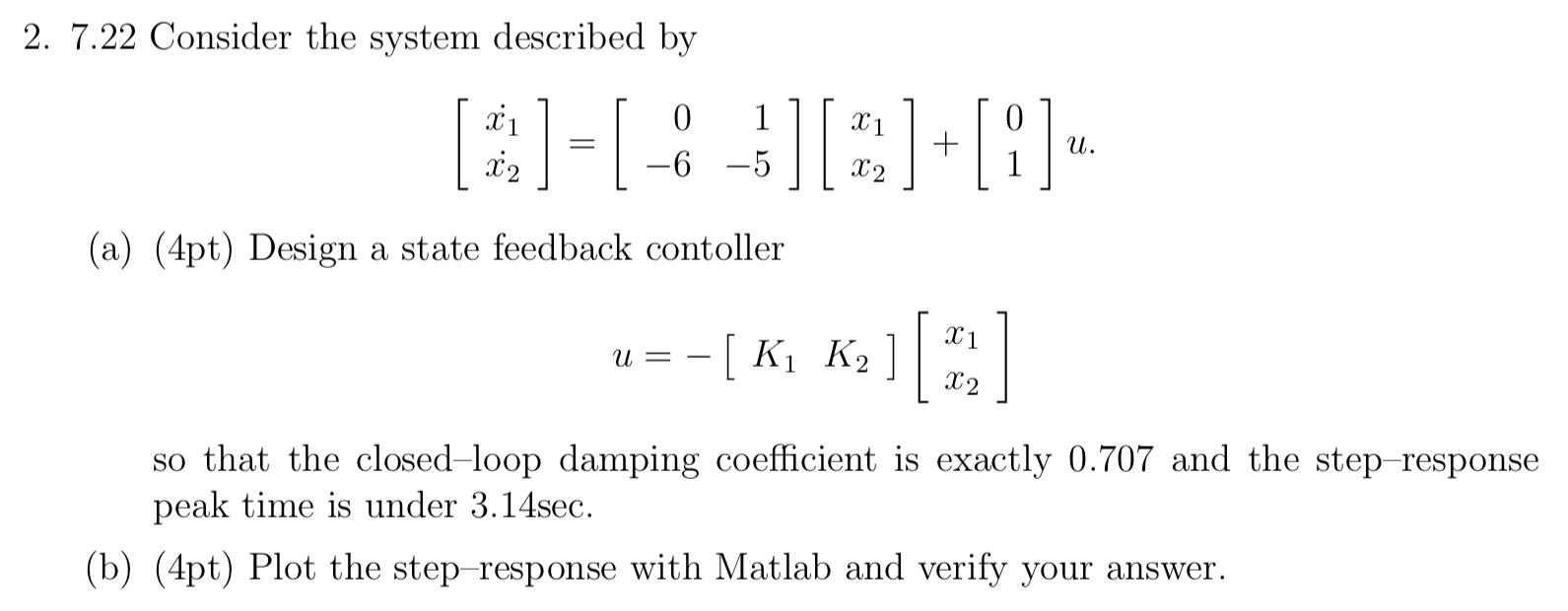 Solved 2. 7.22 Consider the system described by | Chegg.com