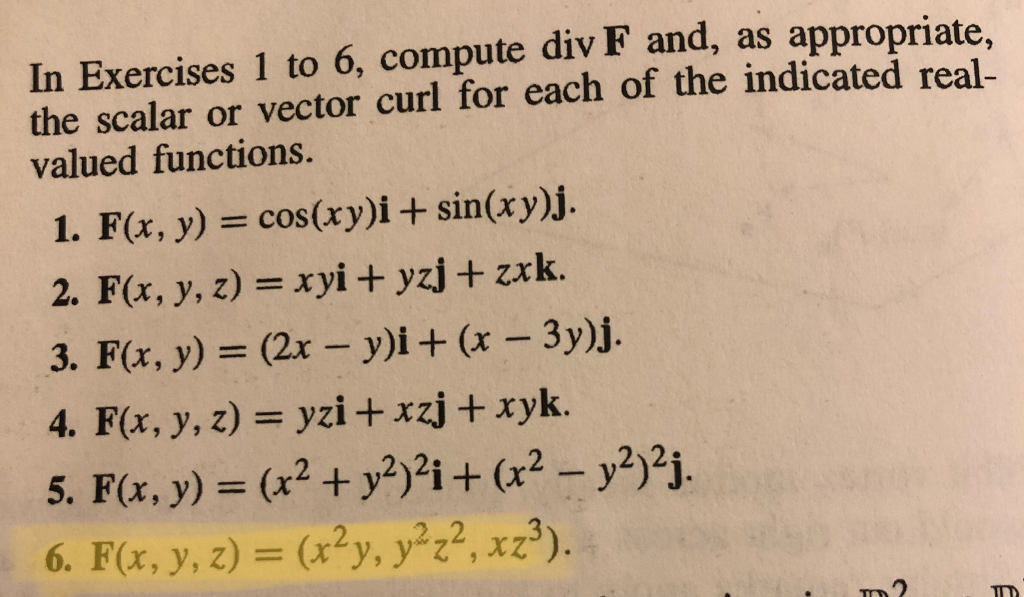 Solved In Exercises 1 to 6, compute div F and, as | Chegg.com