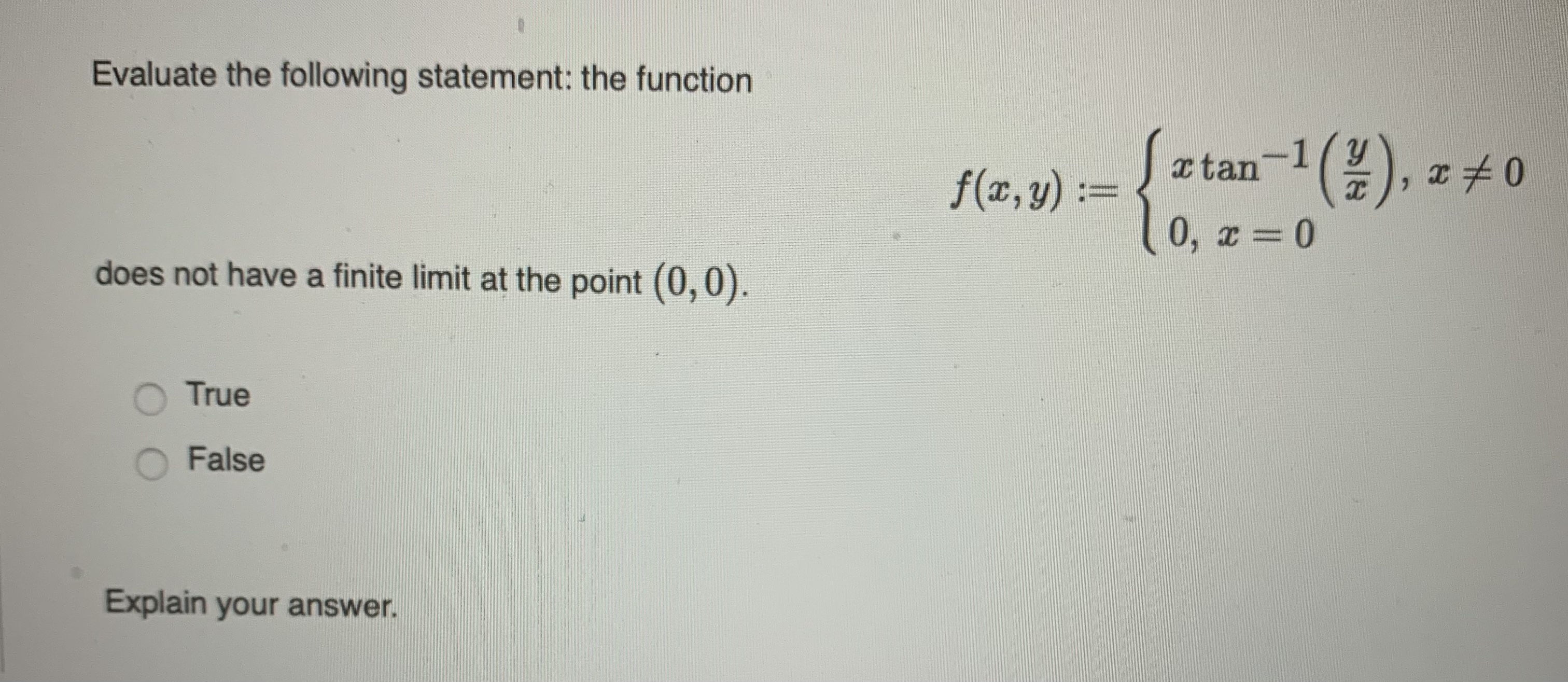 Solved Evaluate the following statement: the function does | Chegg.com