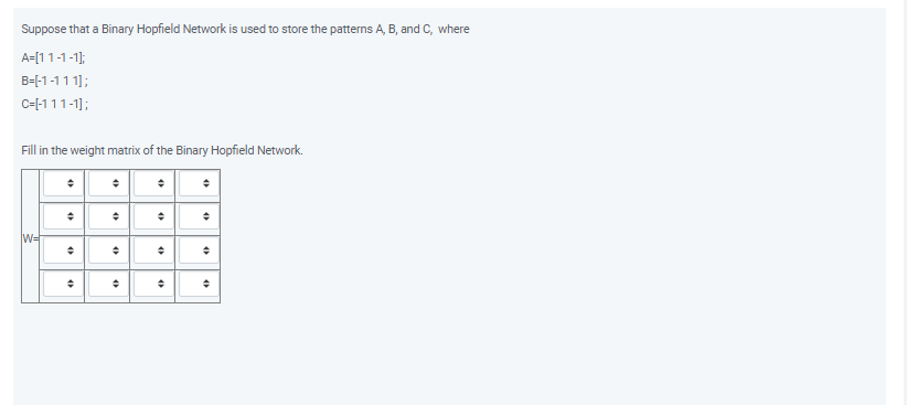 Solved Suppose that a Binary Hopfield Network is used to | Chegg.com