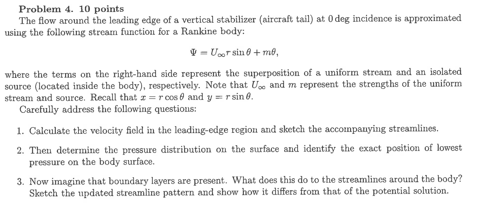 Solved Problem 4. 10 points The flow around the leading edge | Chegg.com