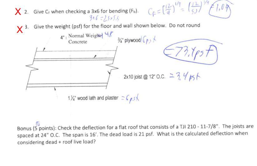 Solved 3. Give the weight (psf) for the floor and wall shown | Chegg.com