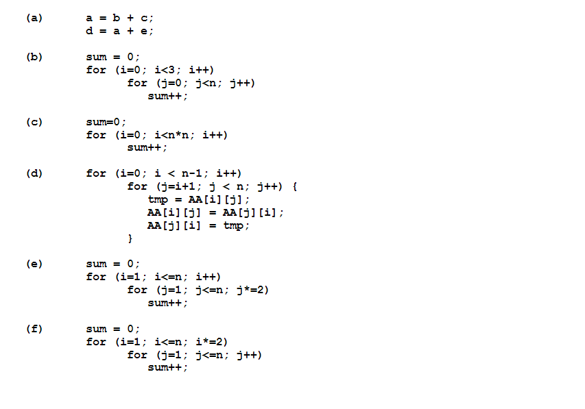 Solved (a) a=b+cd=a+e (b) sum =0; for (i=0;i