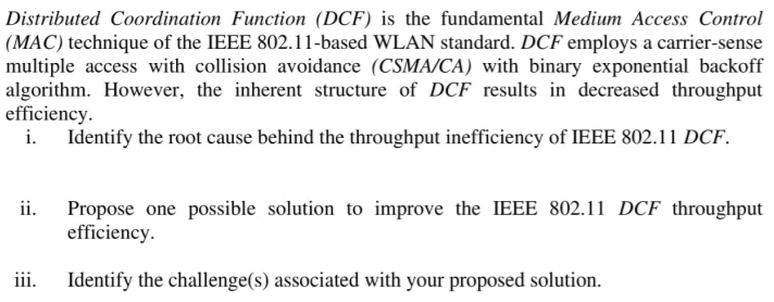 Distributed Coordination Function (DCF) is the | Chegg.com