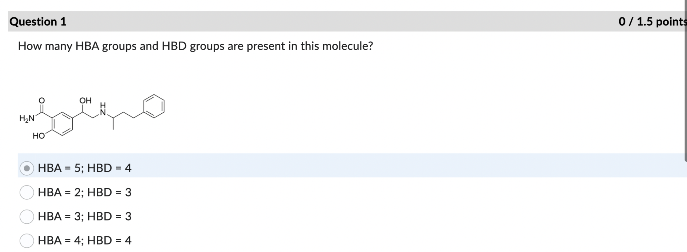 Solved How many HBA groups and HBD groups are present in | Chegg.com