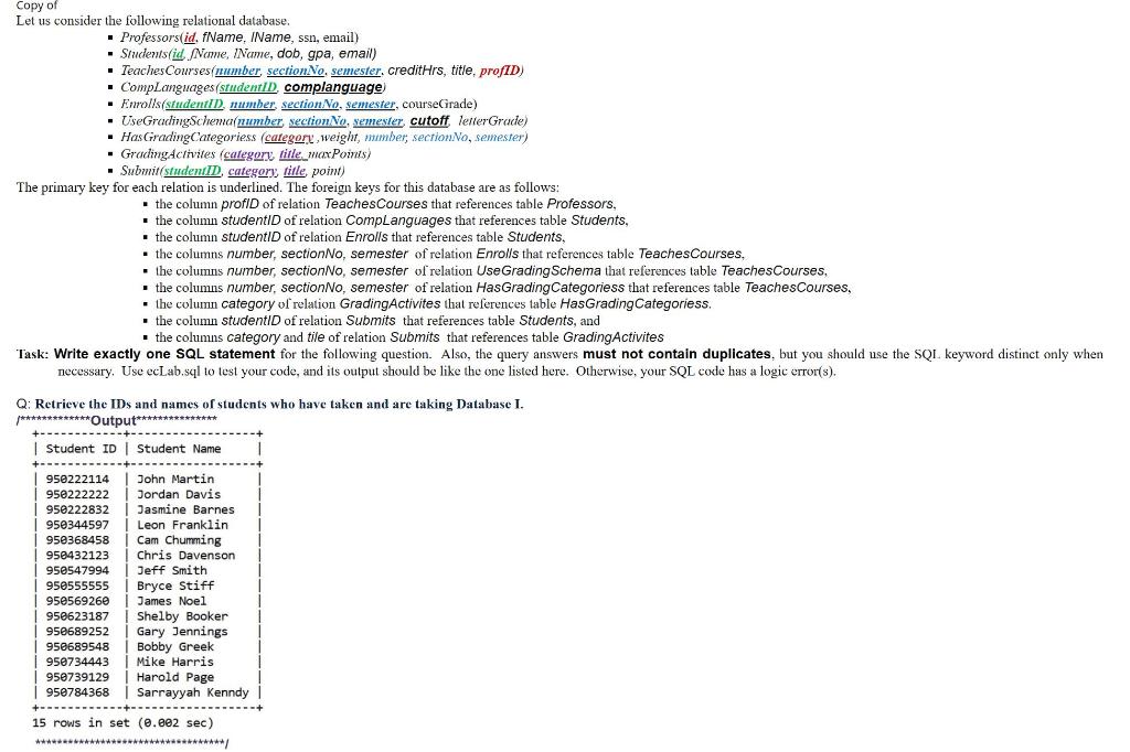 Solved Let us consider the following relational database. - | Chegg.com