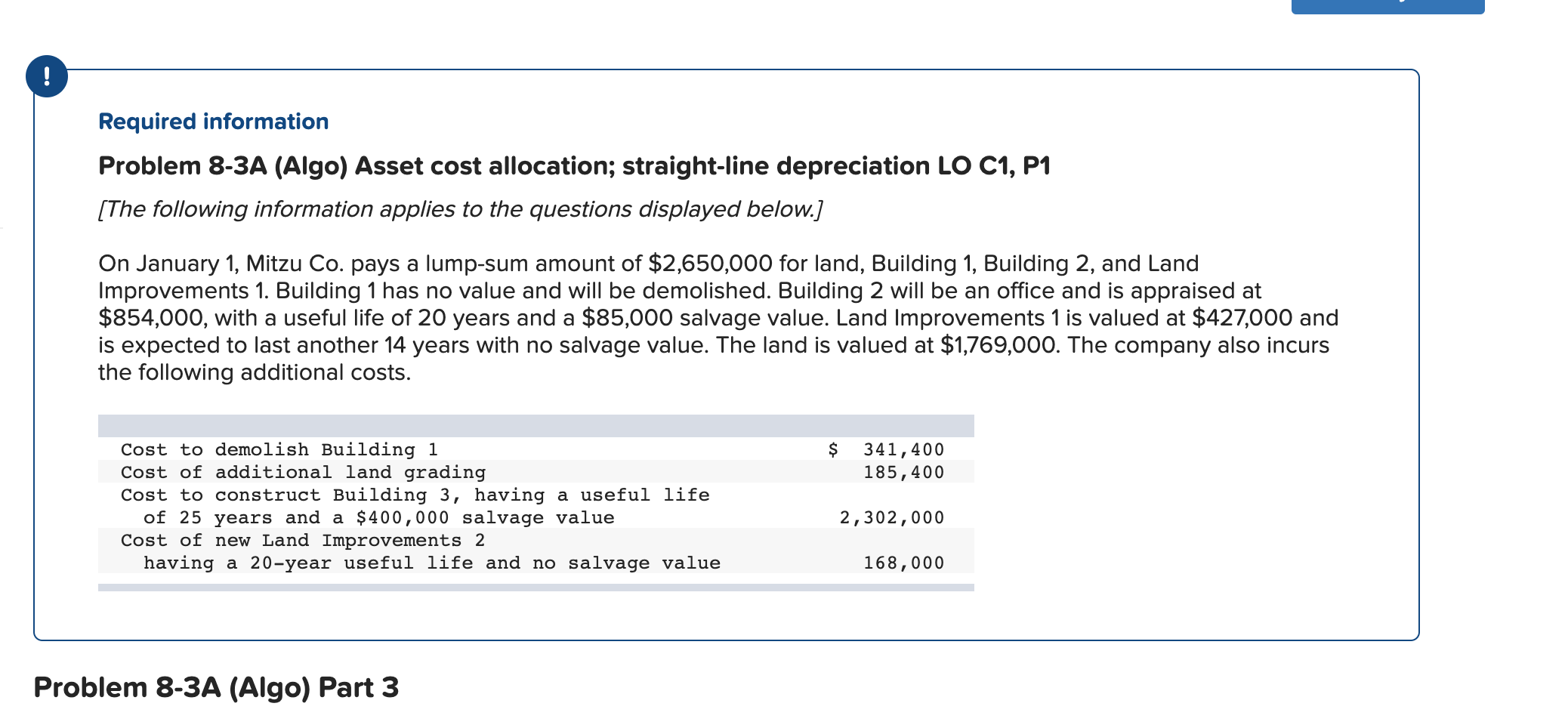 Solved ! Required information Problem 8-3A (Algo) Asset cost | Chegg.com