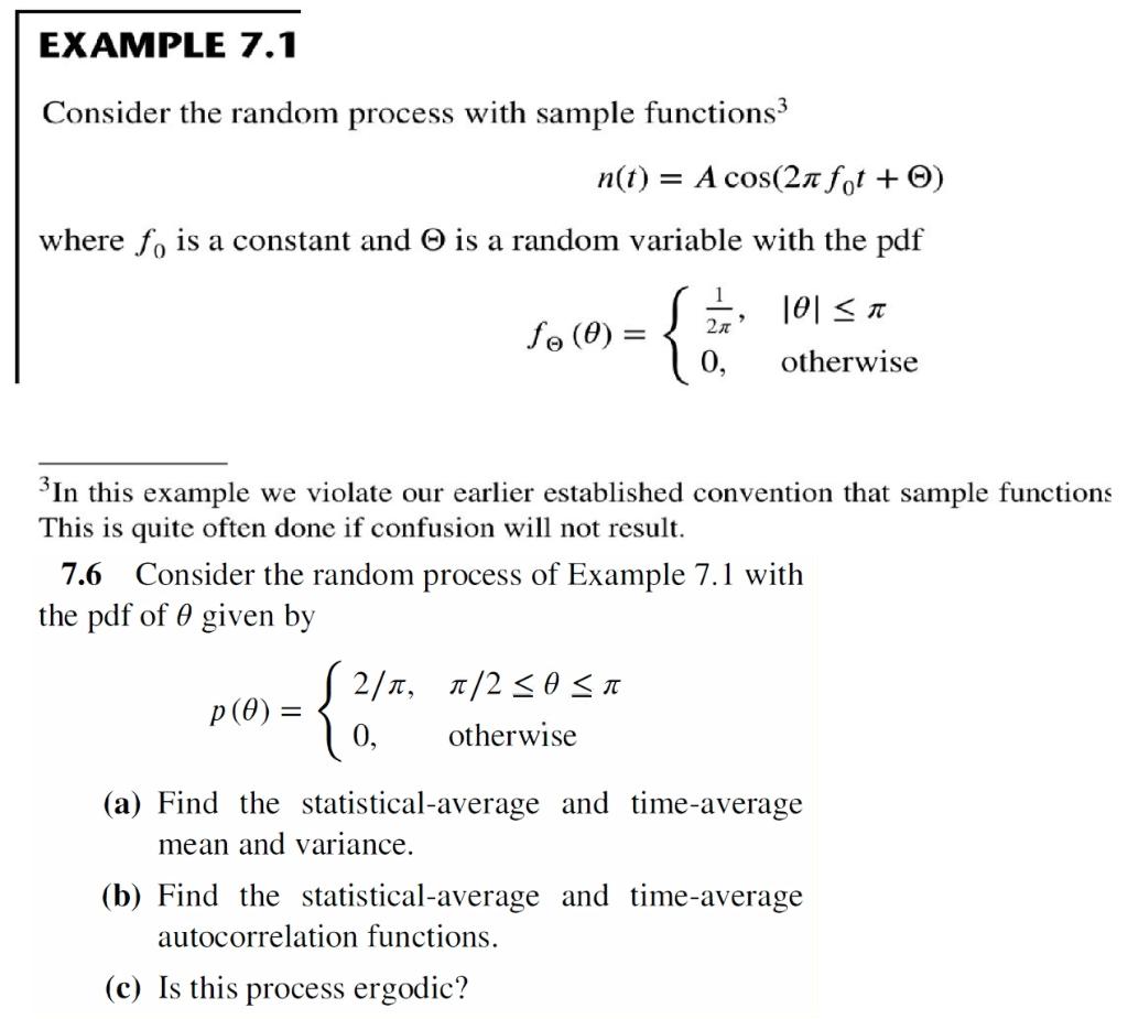 Consider the random process with sample functions 3 | Chegg.com