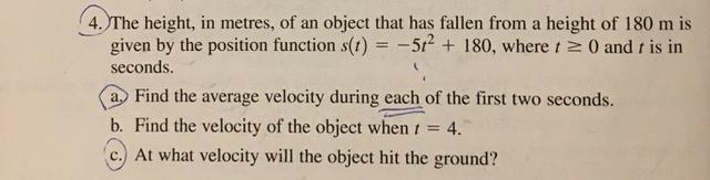 Solved 4. The height, in metres, of an object that has | Chegg.com