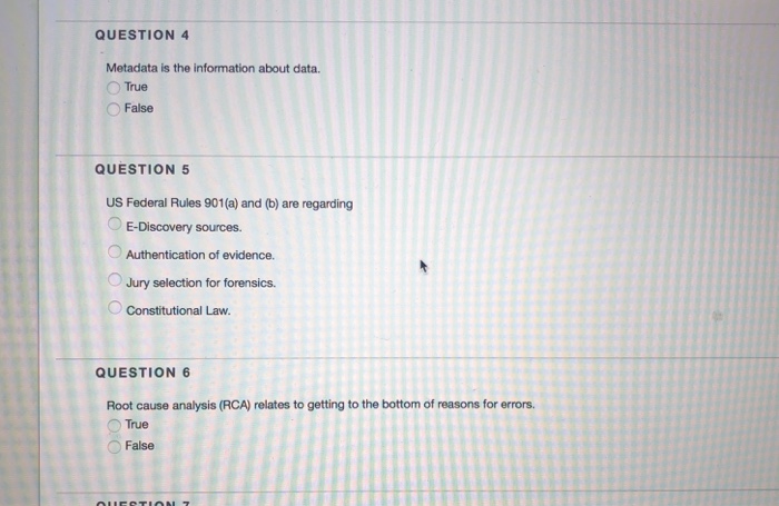 Solved QUESTION 4 Metadata is the information about data. | Chegg.com