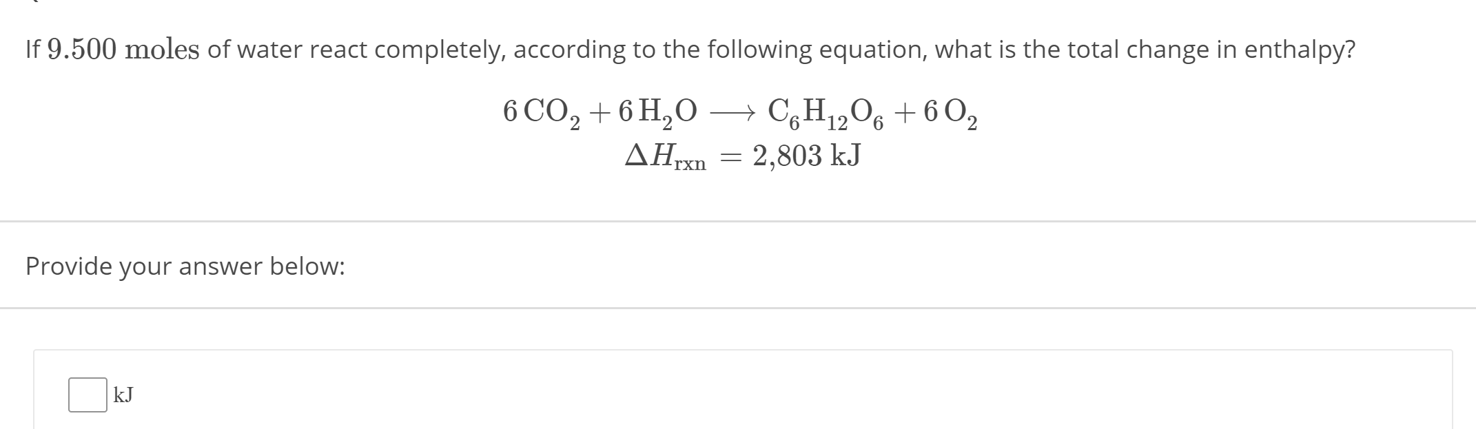 Solved If 9.500 moles of water react completely, according | Chegg.com
