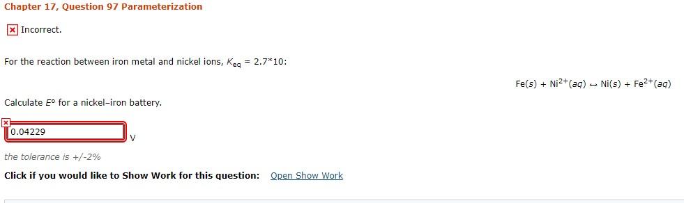 Solved Chapter 17 Question 97 Parameterization X Incorrect