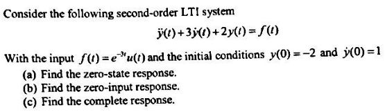 Solved Consider The Following Second Order Lti System 沁