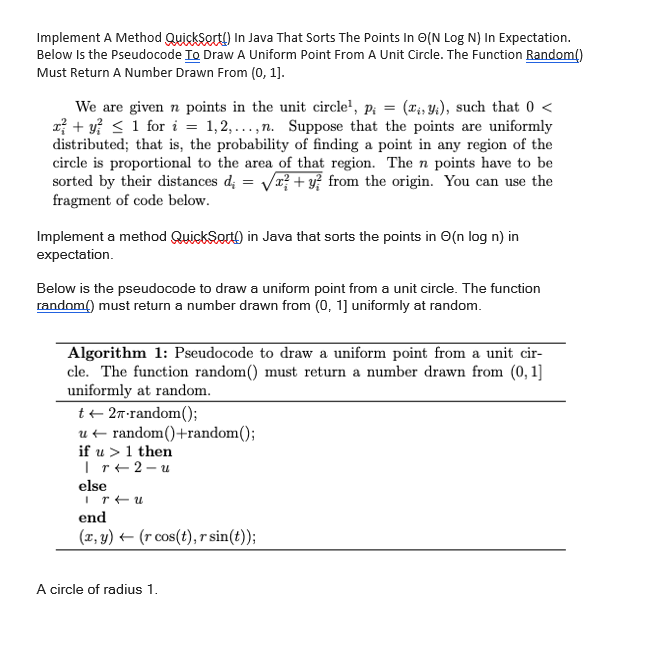 Solved Implement A Method QuickSert() In Java That Sorts The | Chegg.com