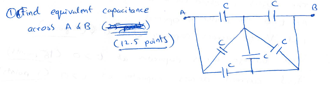 Solved (1) Find equivalent capacitance across A&B (12.5 | Chegg.com