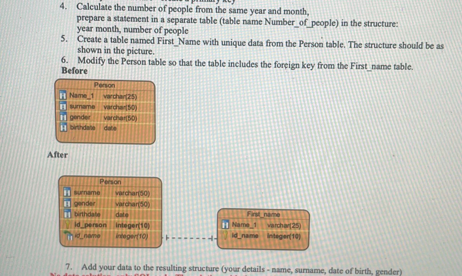 Solved 4. Calculate the number of people from the same year | Chegg.com