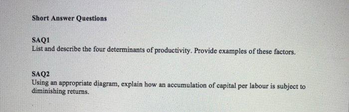Solved Short Answer Questions SAQ1 List and describe the | Chegg.com
