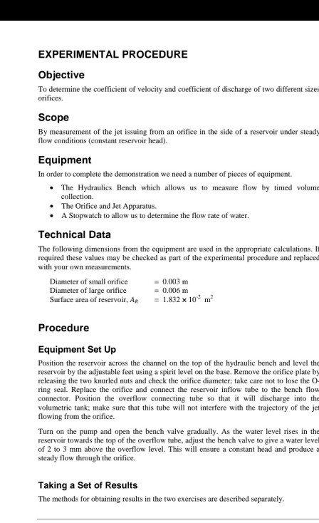 Solved EXPERIMENTAL PROCEDURE Objective To determine the | Chegg.com