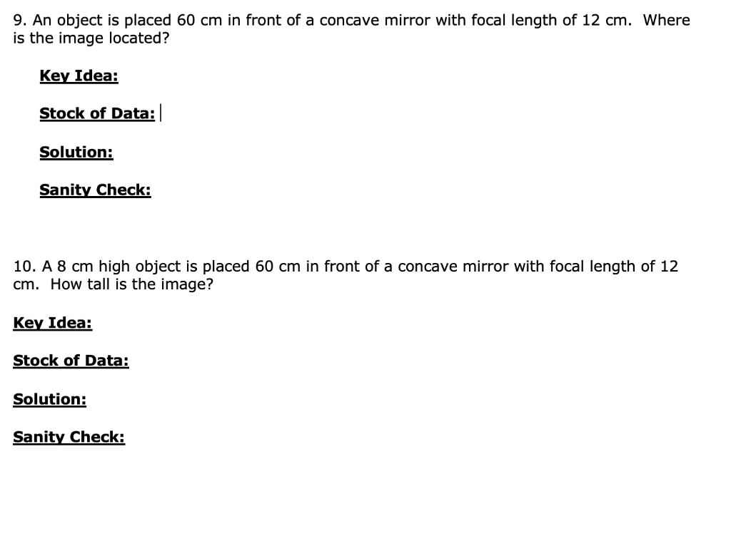 Solved 9. An object is placed 60 cm in front of a concave | Chegg.com