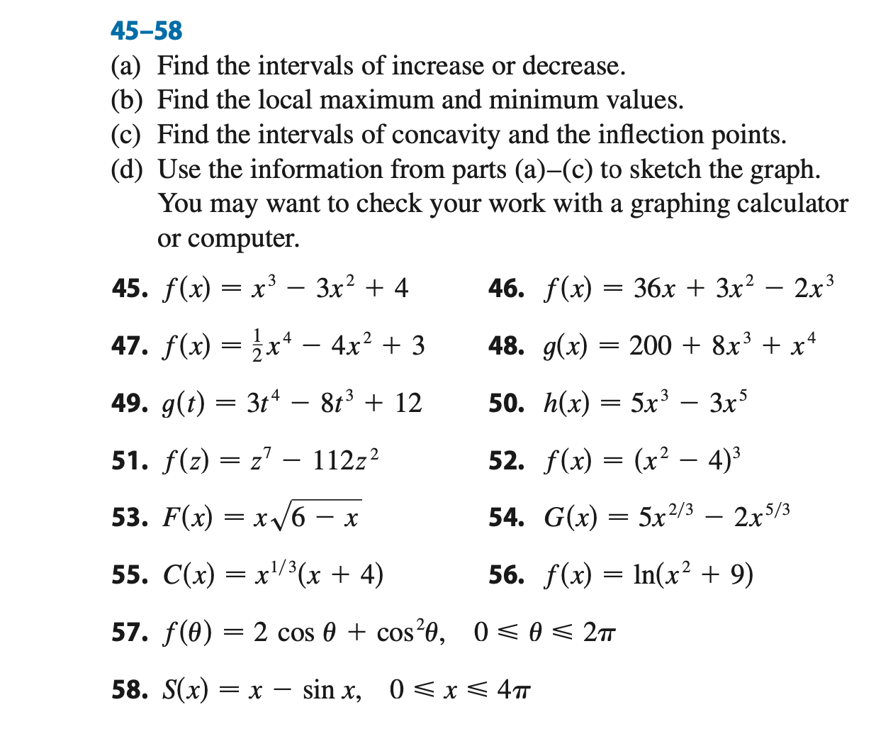Solved QUESTION 58 ﻿PLEASE!!!!!!!(a) ﻿Find the intervals of | Chegg.com