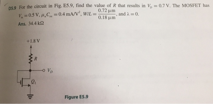 Solved D5.9 For the circuit in Fig. E5.9, find the value of | Chegg.com