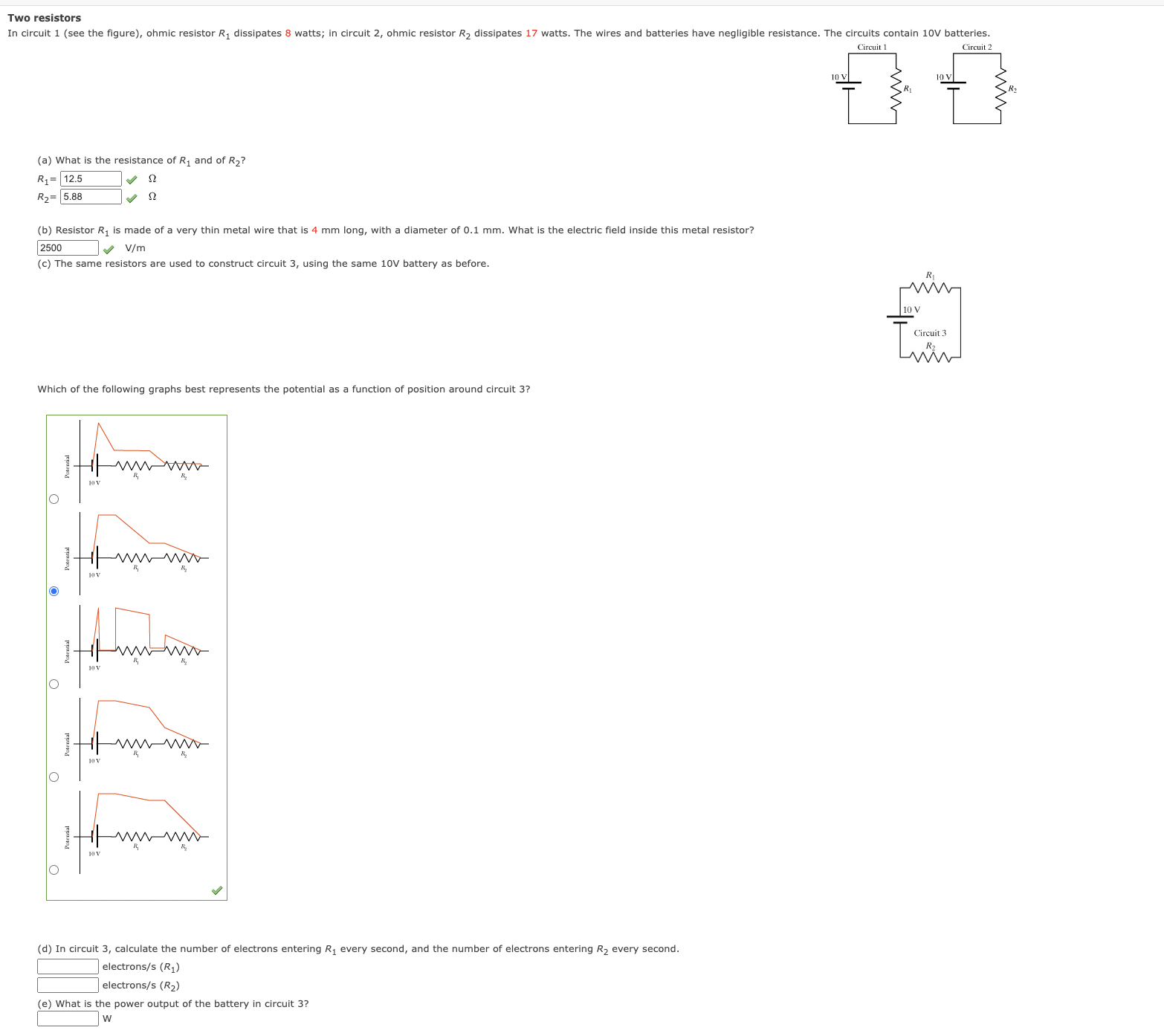 Solved Two resistorsIn ﻿circuit 1 (see ﻿the figure), ﻿ohmic | Chegg.com