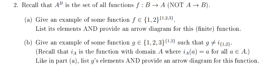 Solved 2. Recall that AB is the set of all functions | Chegg.com