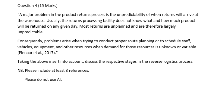 Solved Question 4 (15 ﻿Marks) ﻿"A major problem in the | Chegg.com