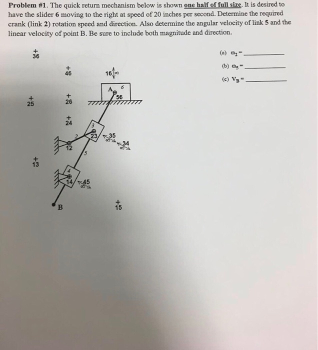 Problem #1. The quick return mechanism below is shown | Chegg.com