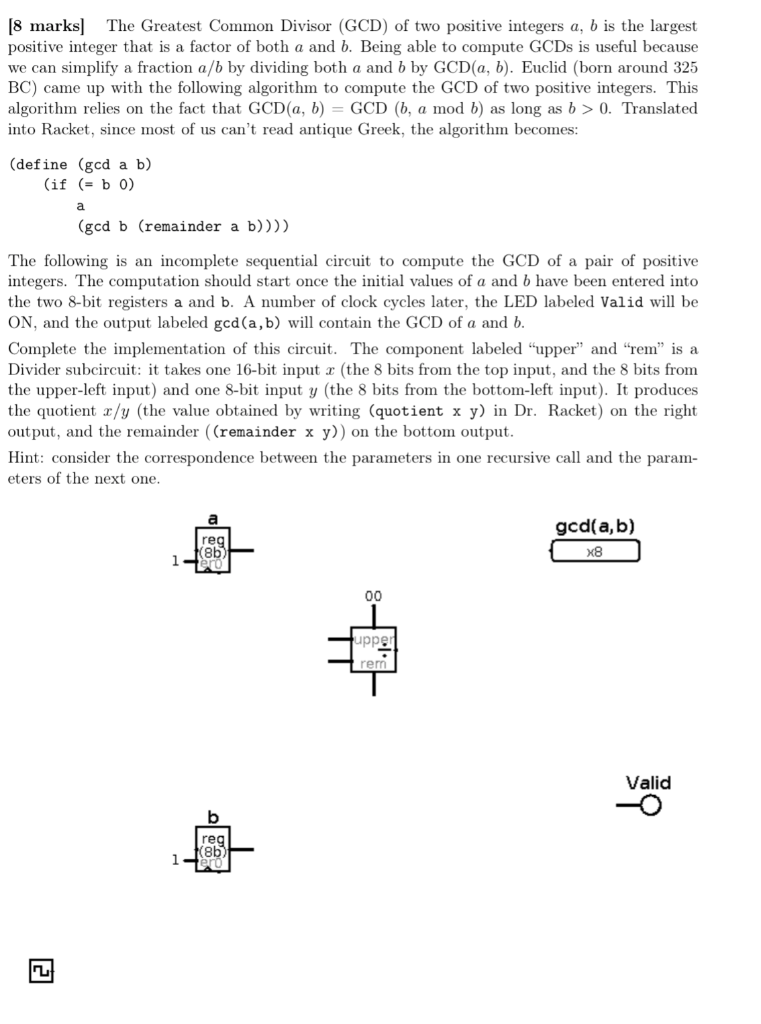 8 marks] The Greatest Common Divisor (GCD) of two | Chegg.com