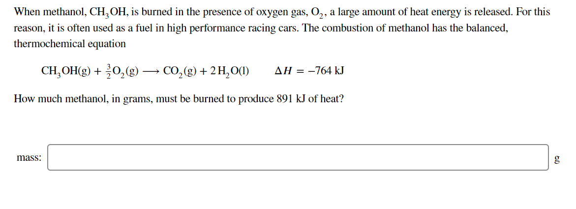 Solved When methanol, CH,OH, is burned in the presence of | Chegg.com
