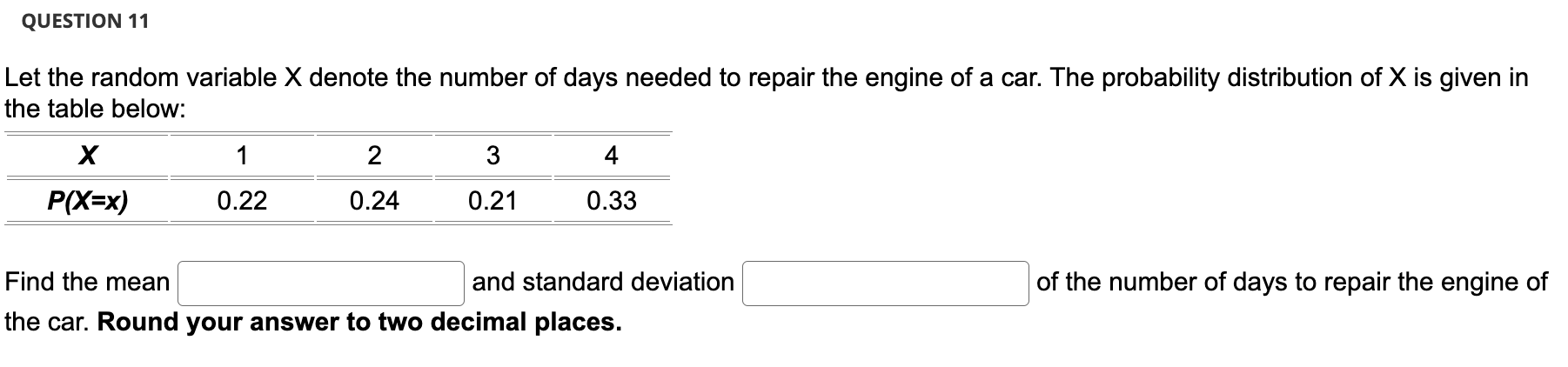 Solved Let the random variable X denote the number of days | Chegg.com