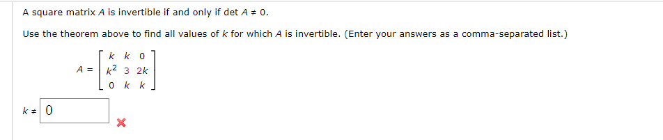 Solved A square matrix A is ﻿invertible if ﻿and only if | Chegg.com