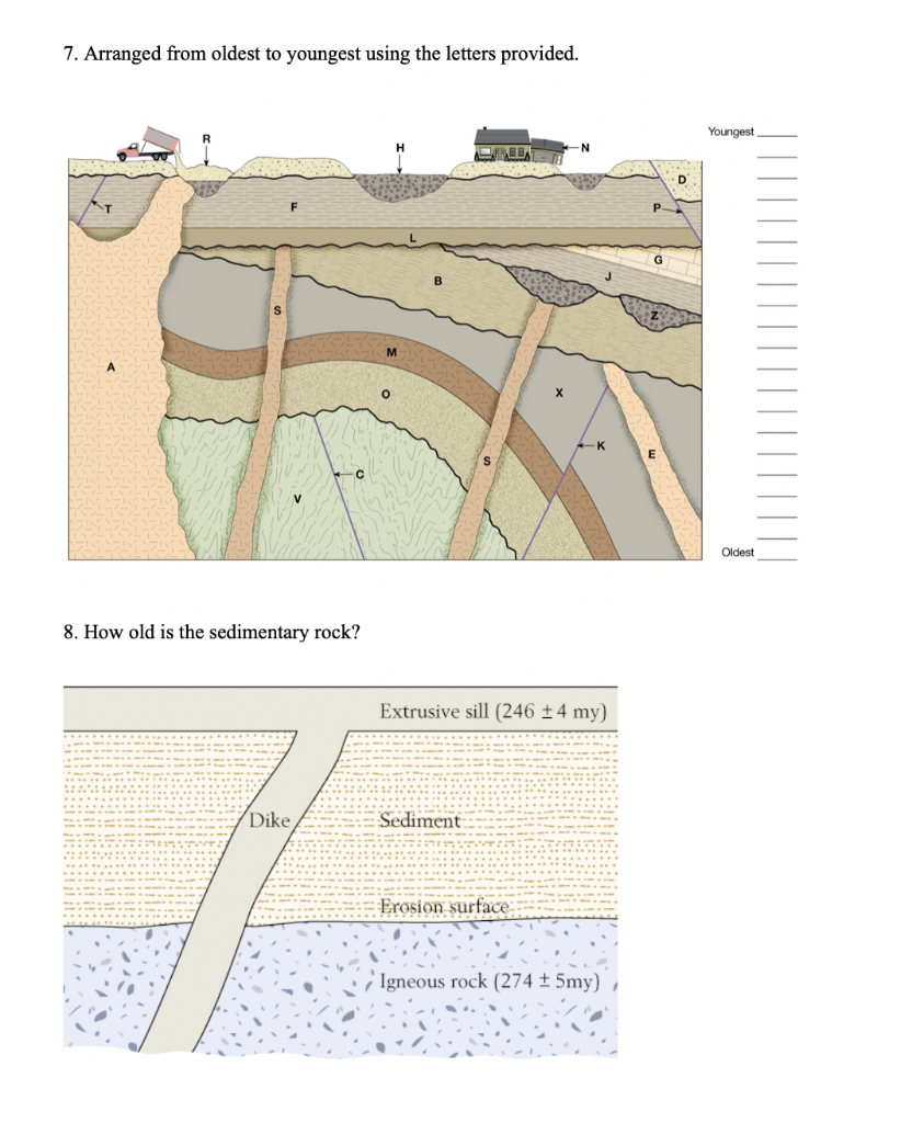 Solved 7. Arranged from oldest to youngest using the letters | Chegg.com