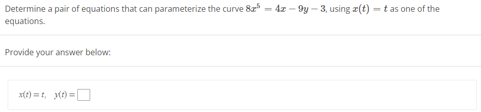 Solved Determine a pair of equations that can parameterize | Chegg.com