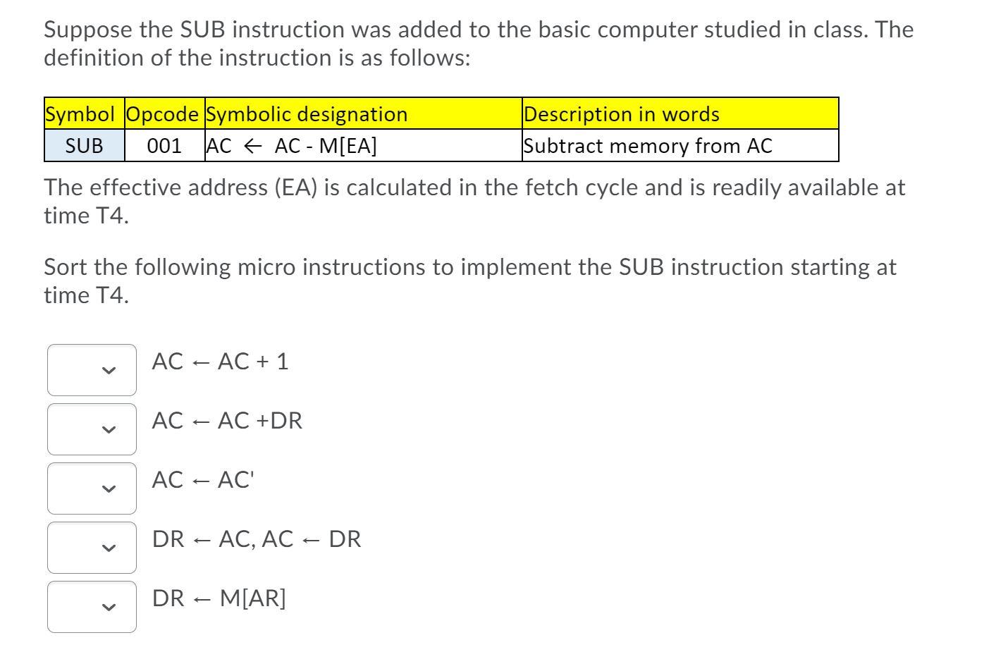 Solved Suppose the SUB instruction was added to the basic | Chegg.com