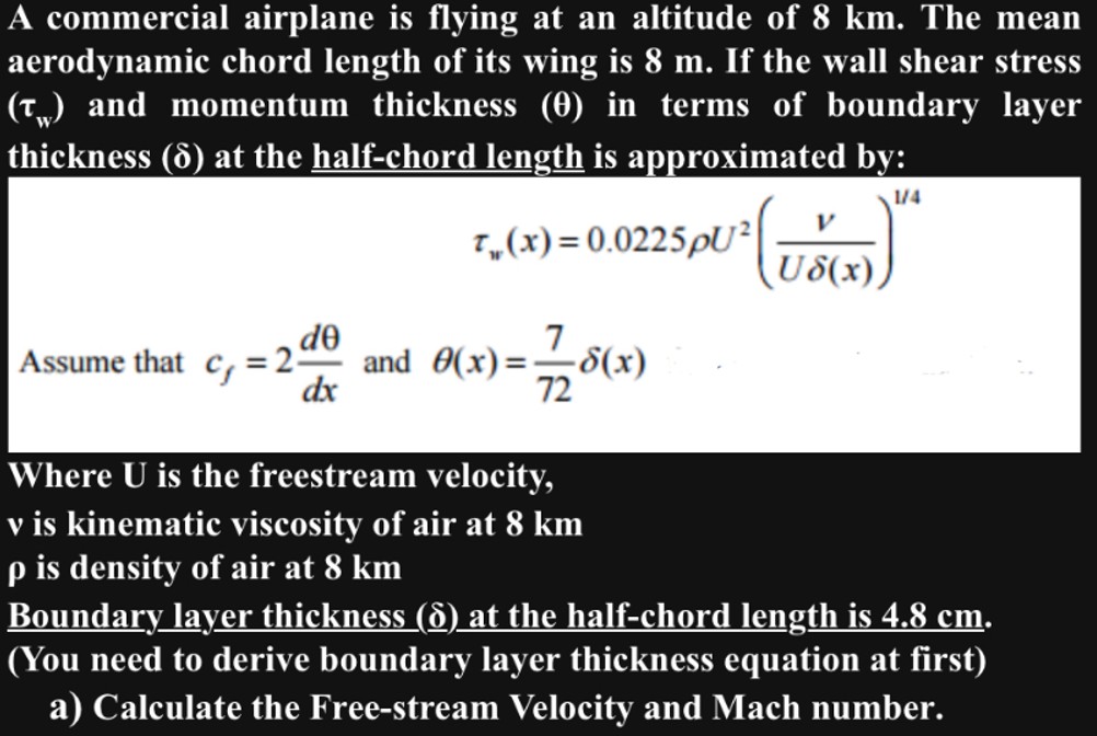 Solved Where U ﻿is the freestream velocity,v ﻿is kinematic | Chegg.com