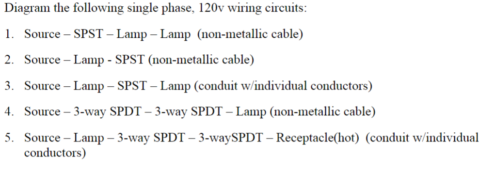 Solved Diagram the following single phase, 120v ﻿wiring | Chegg.com