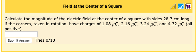Solved Field at the Center of a Square Calculate the | Chegg.com