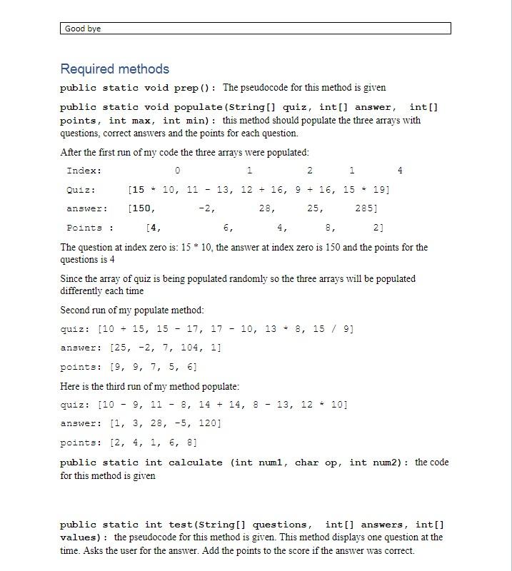Objectives: Practice declaring arrays, populating the | Chegg.com