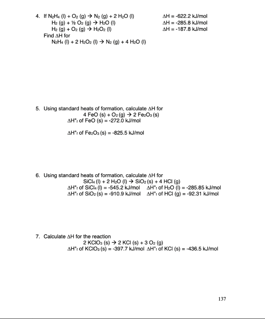 Solved Practice with Hess's Law and Standard Heats of | Chegg.com