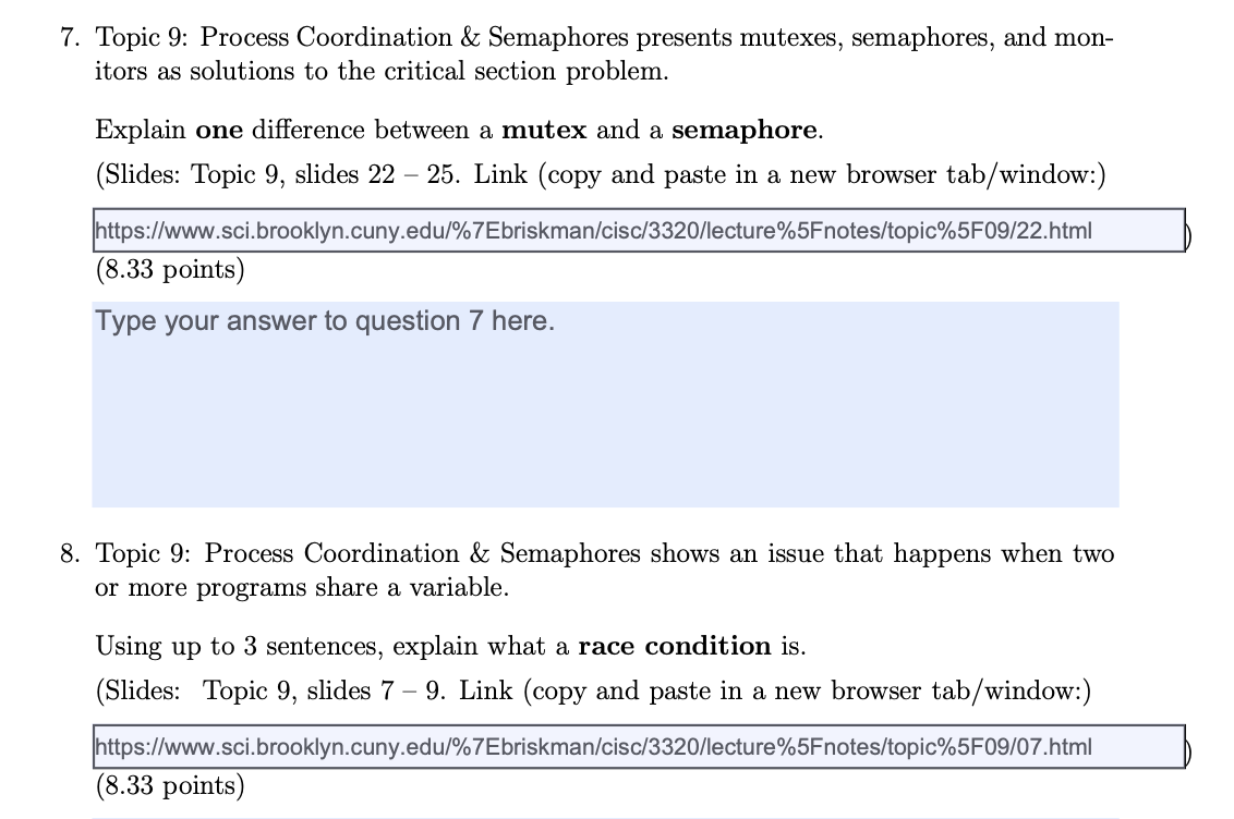 Solved Topic 9: Process Coordination \& Semaphores presents | Chegg.com